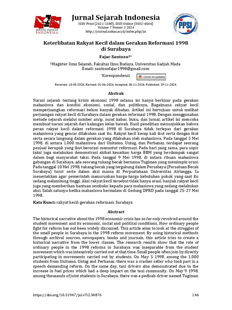 Peran Rakyat Kecil dalam Reformasi 1998 | PDF