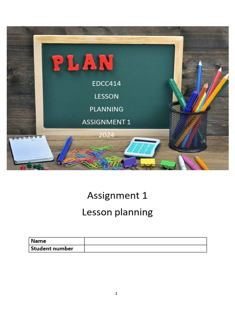 EDCC 414 - Lesson Plan Assignment - Fillable Form | PDF | Learning ...
