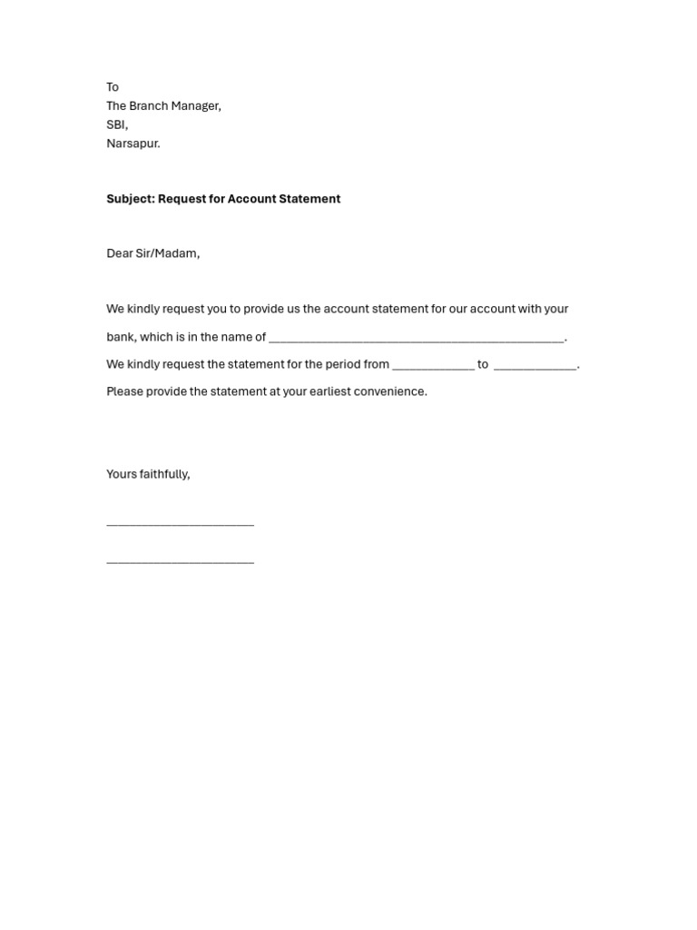 Request For Account Statement | PDF