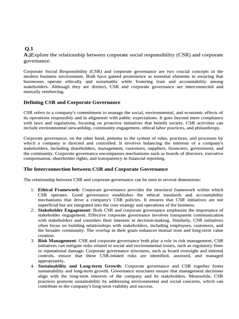Assignment 2 | PDF | Corporate Social Responsibility | Governance
