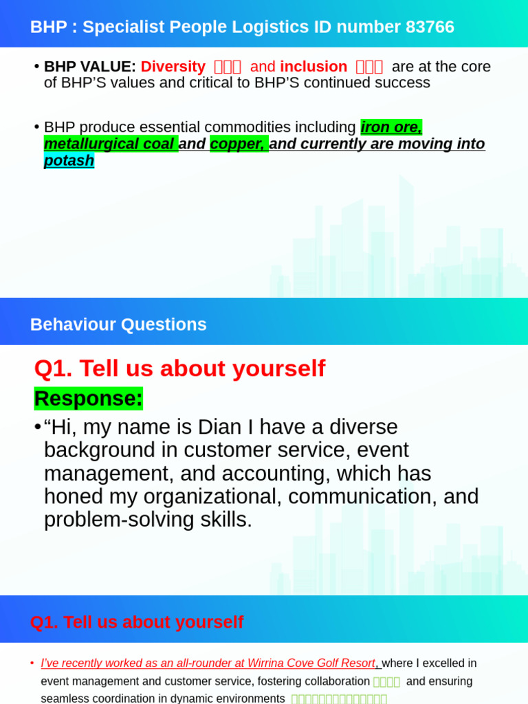 BHP Behavior Interview | PDF | Leadership | Communication