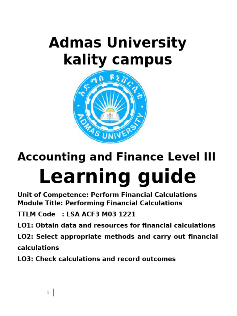 Financial Calculations Learning Guide | PDF | Refinancing | Present Value