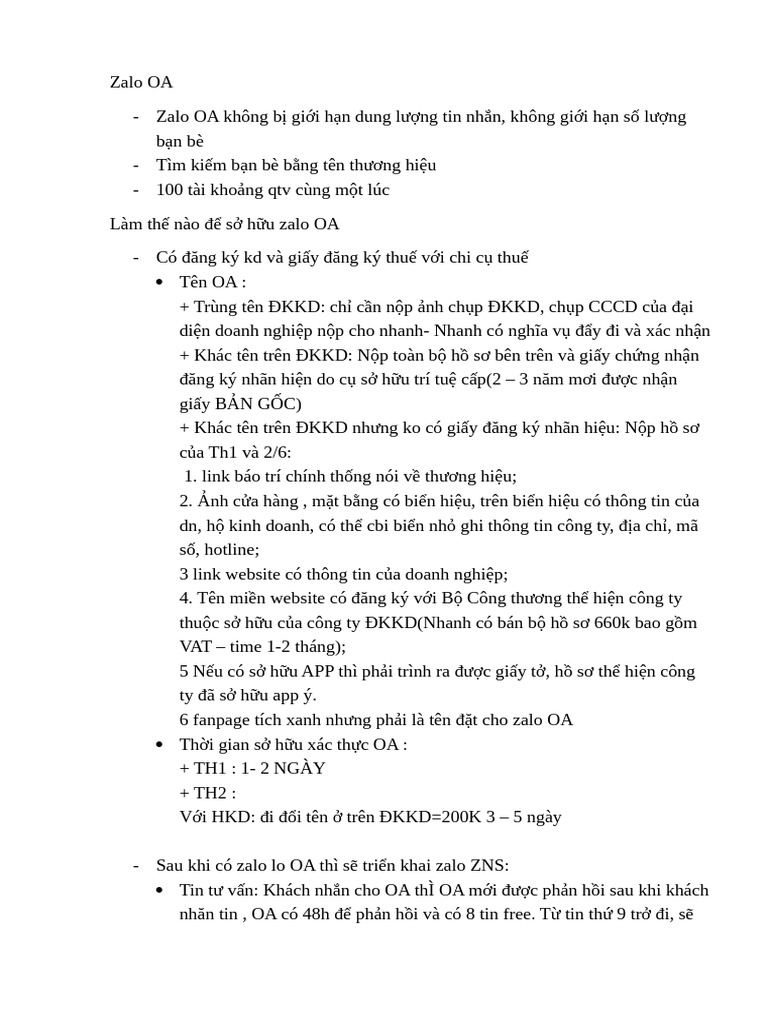 Zalo OA | PDF