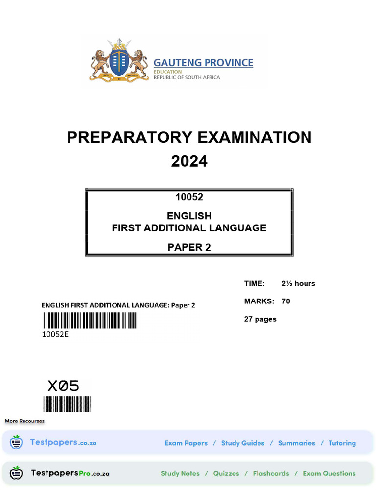 Gr 12 English P2 (FAL) 2024 Question Paper X05 | PDF | Strange Case Of Dr Jekyll And Mr Hyde