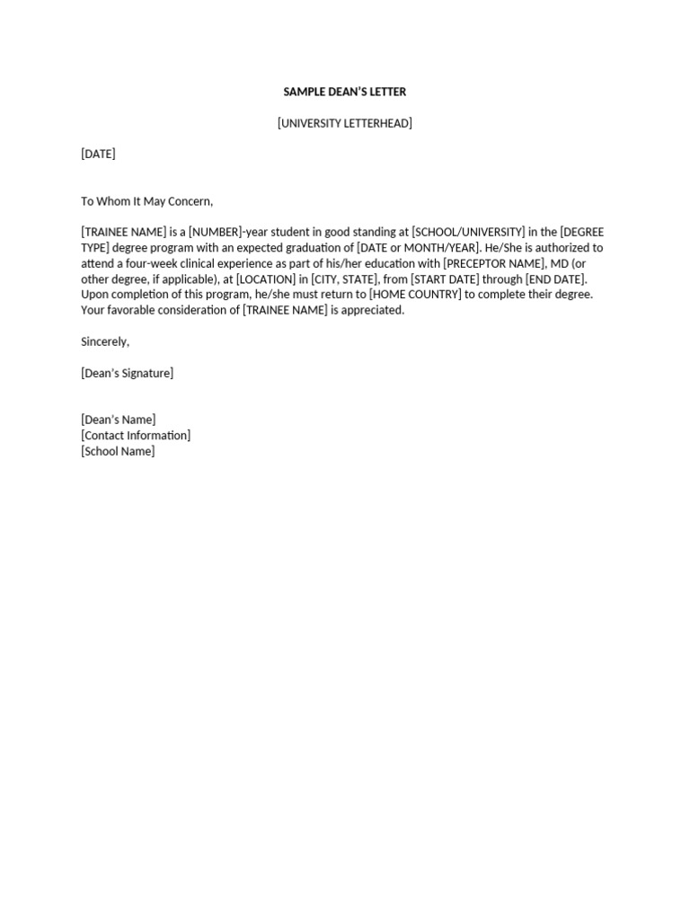 Sample Dean's Letter Revised 7-24-23 | PDF