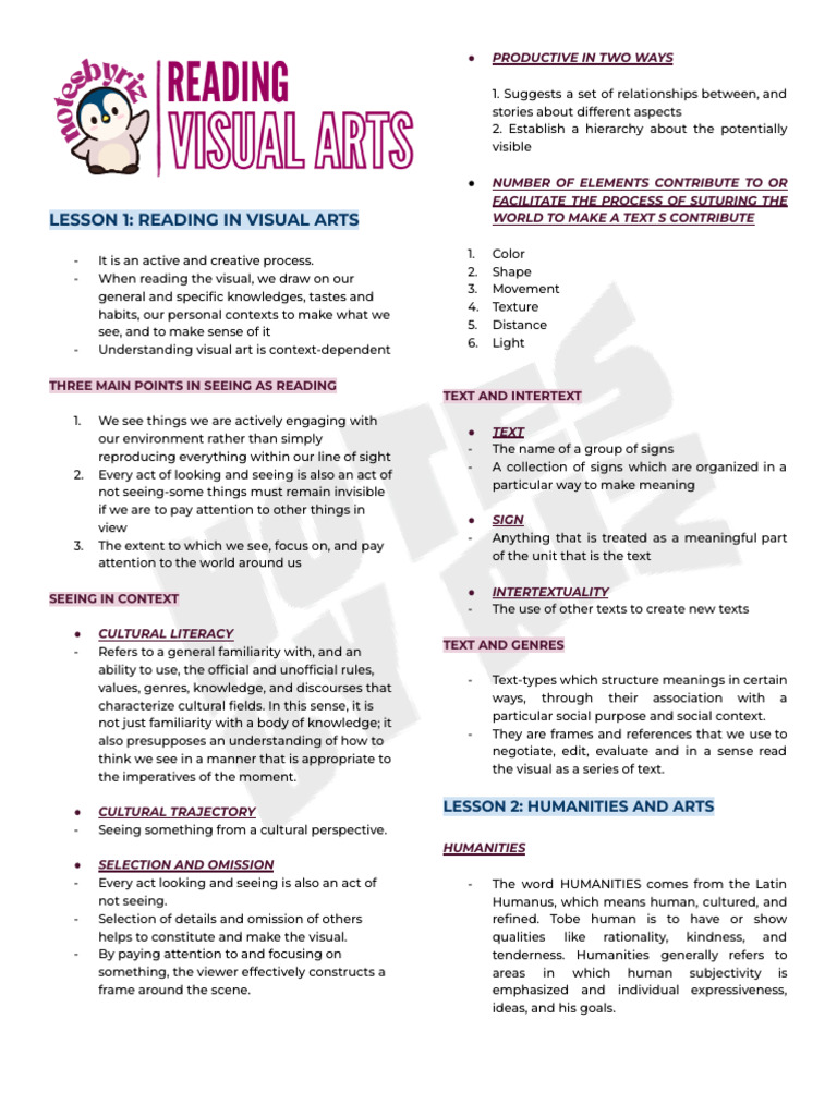 Reading Visual Arts Reviewer | PDF | Aesthetics | Beauty