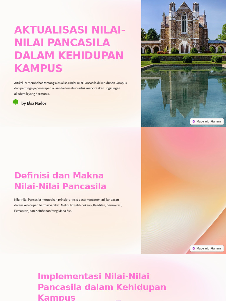 Aktualisasi Nilai Nilai Pancasila Dalam Kehidupan Kampus | PDF