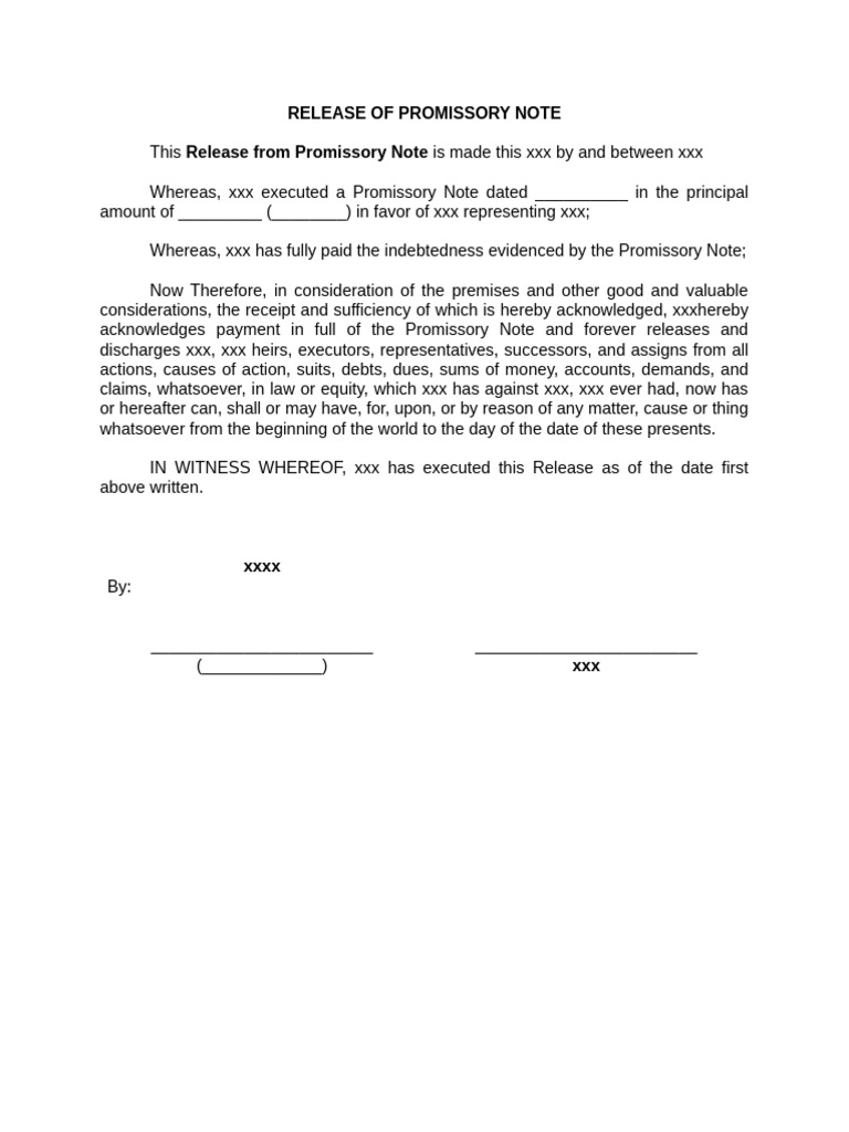 Promissory Note Release Notice | PDF