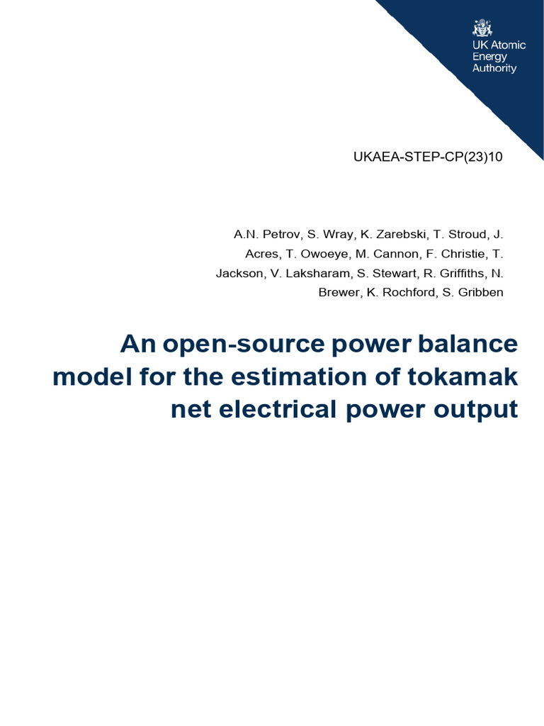 An Open-Source Power Balance Model For The Estimation of Tokamak Net ...
