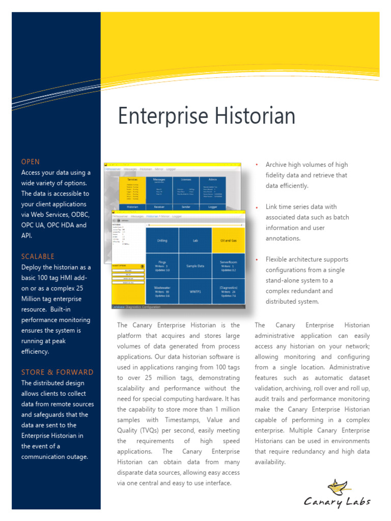 Canary Enterprise Historian Overview | PDF | System Software | Information Technology