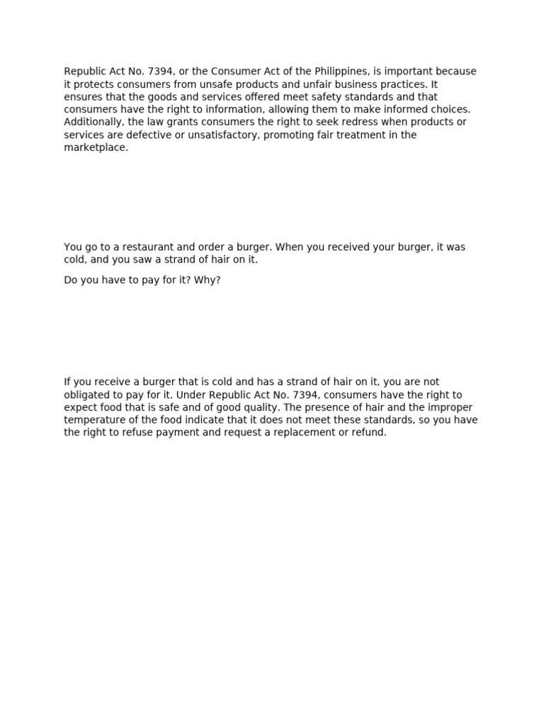 Understanding the Consumer Act of the Philippines | PDF