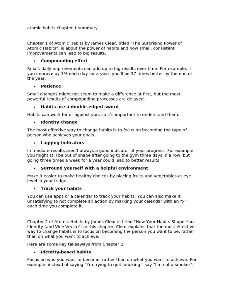 Atomic habits Summary | PDF | Habits | Behavioural Sciences