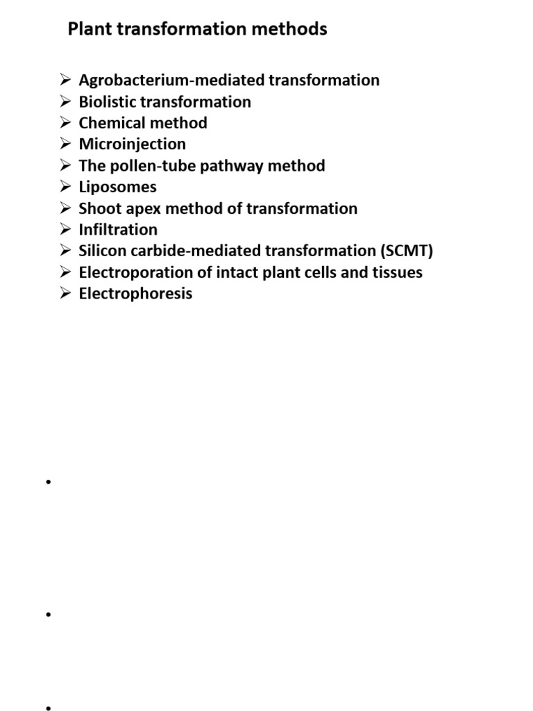 Plant Transformation Methods Lecture | PDF | Transformation (Genetics ...