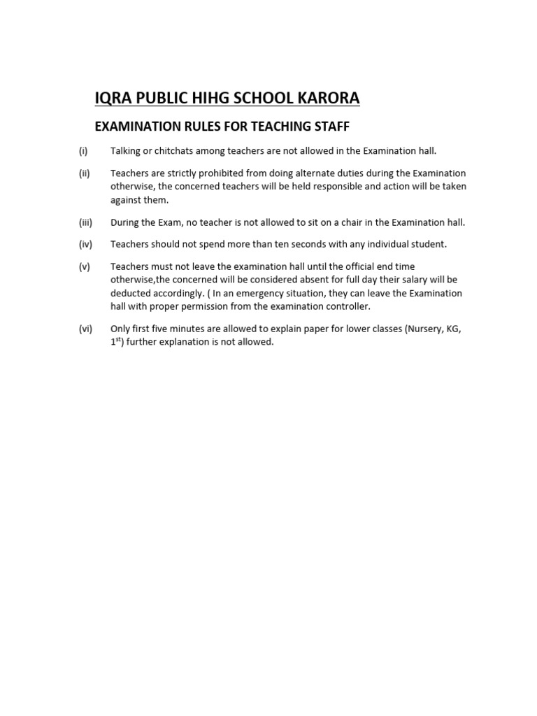 Exam Rules | PDF