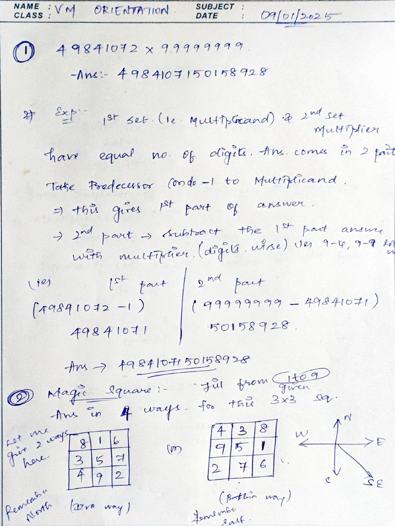 Orientation Maths Questions - Answer Key | PDF
