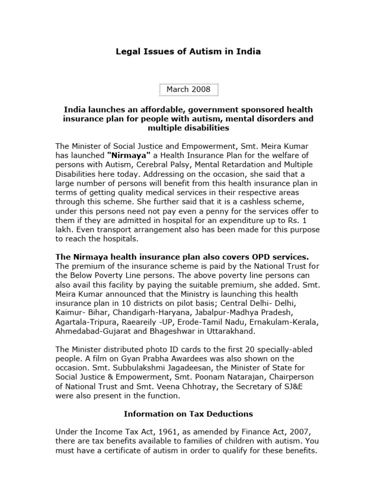 Legal Issues of Autism in India | PDF | Census | Legal Guardian