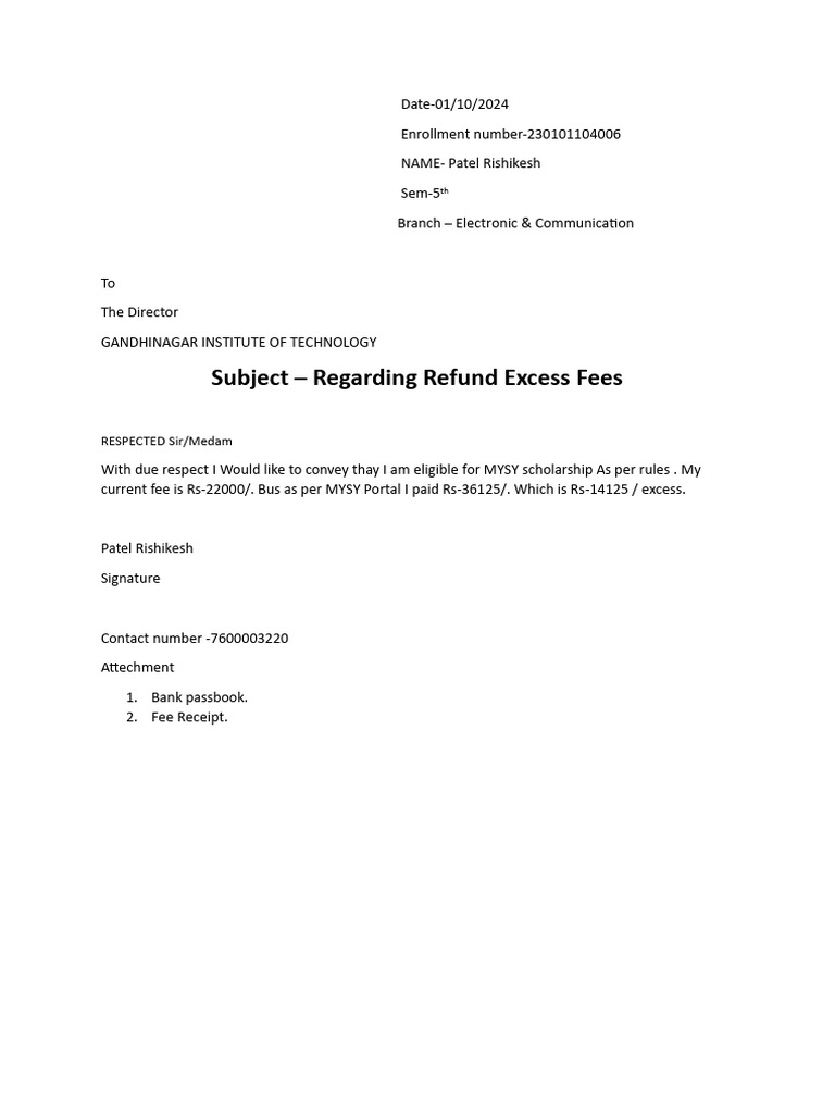 Fee Refund Application | PDF