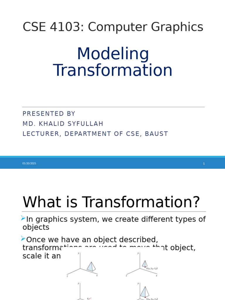 L14, L15_Modeling Transformations | PDF | 2 D Computer Graphics | Euclid