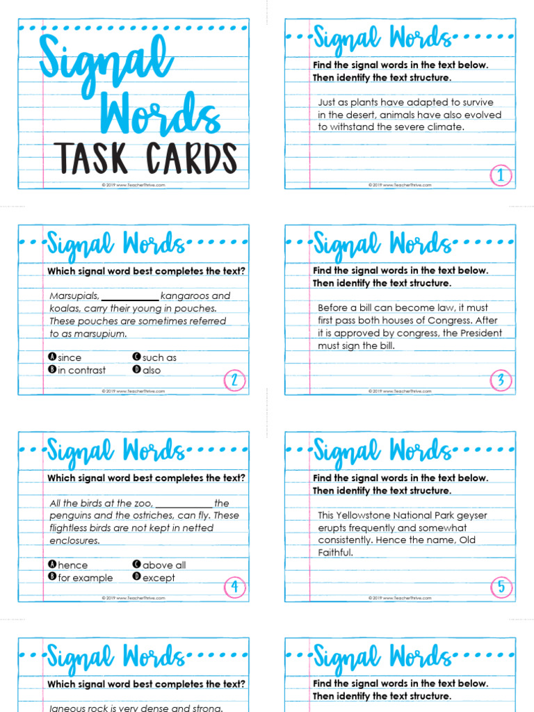 03TaskCardsSignalWords | PDF
