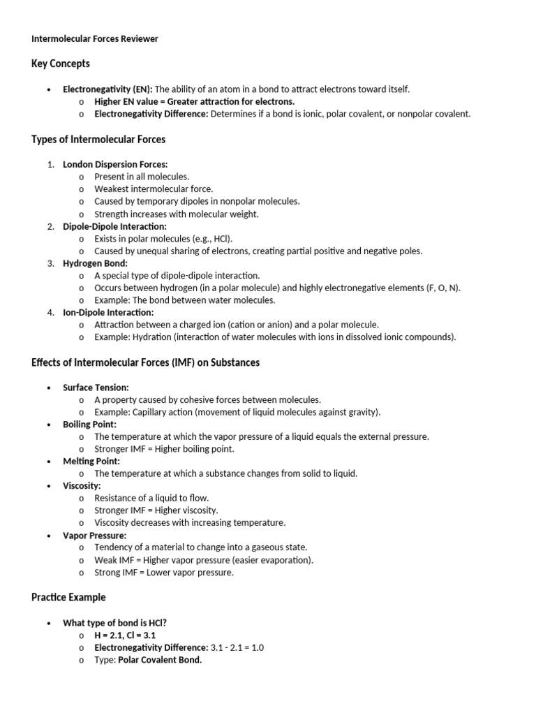 Intermolecular Forces Overview and Effects | PDF