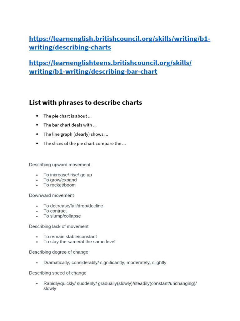 List With Phrases To Describe Charts | PDF
