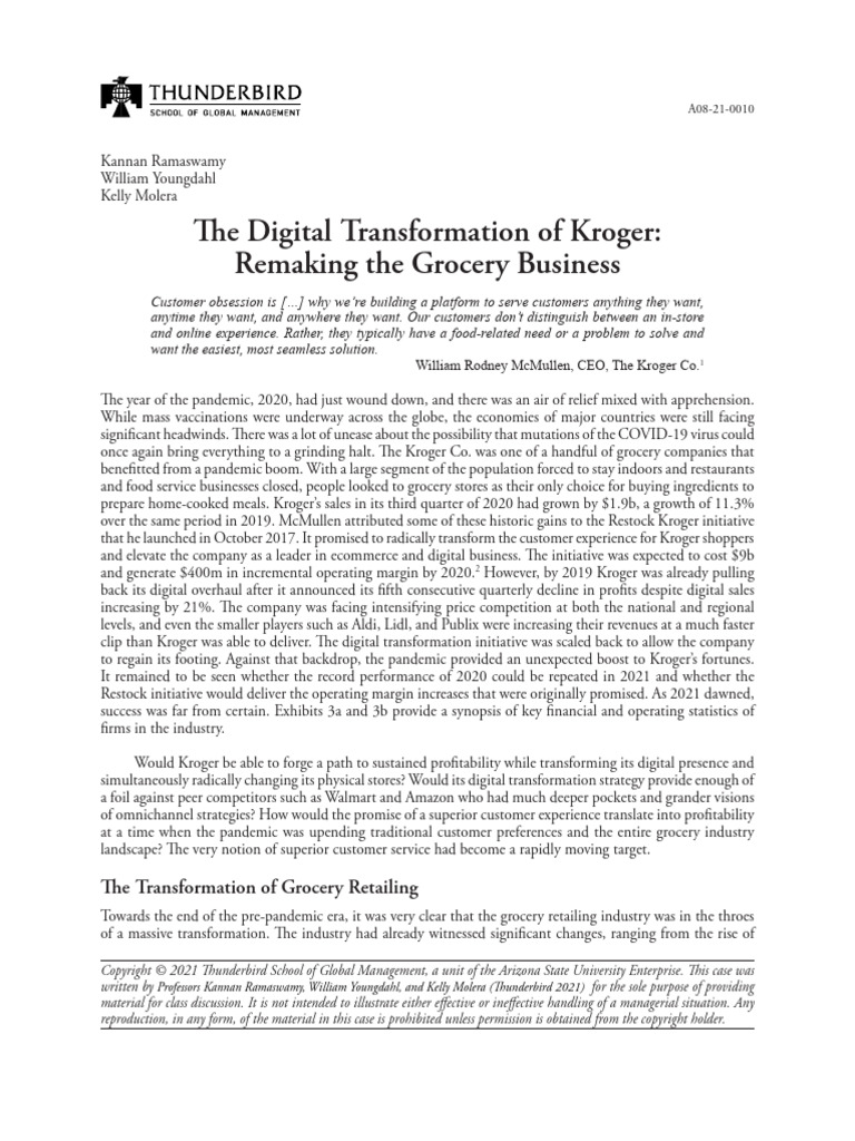 The Digital Transformation of Kroger Remaking The Grocery Business | PDF | Retail | Grocery Store