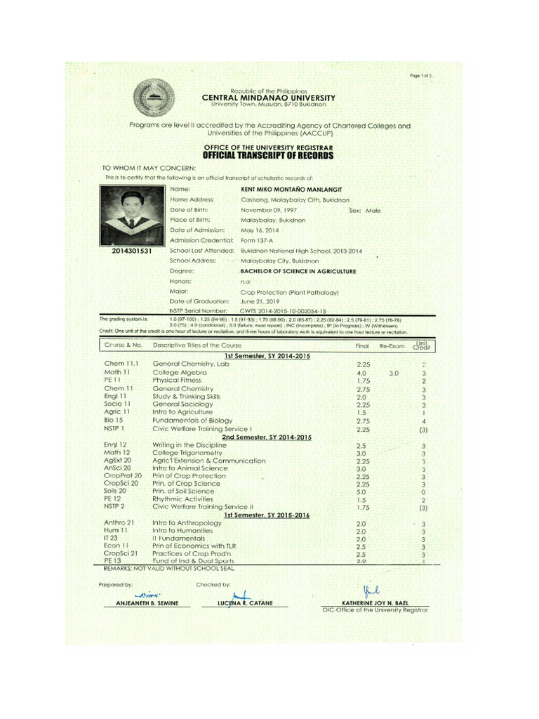 Transcript of Records | PDF