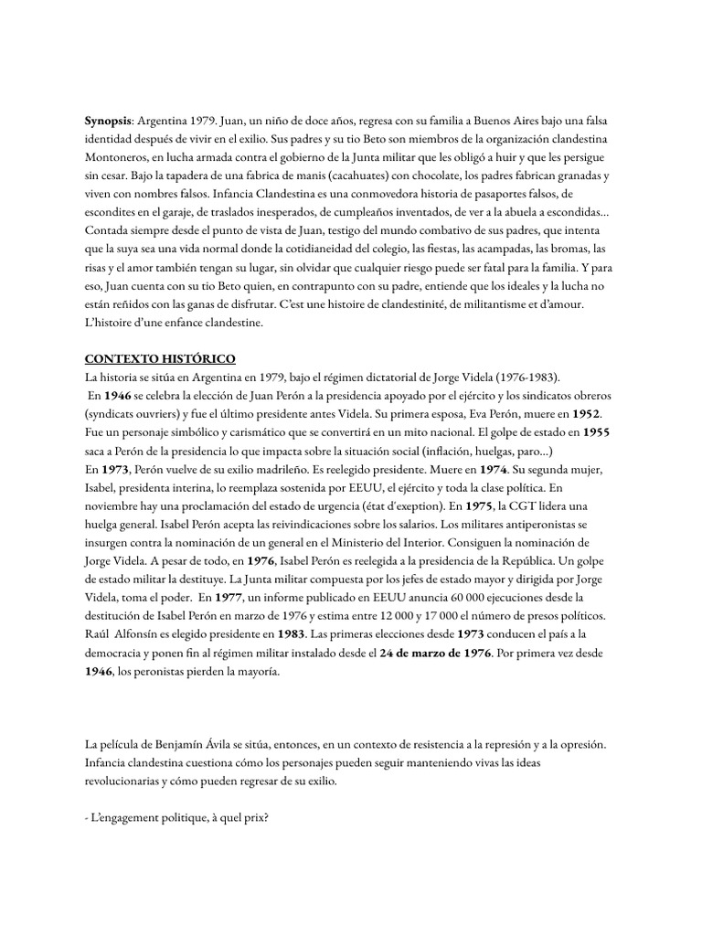 Infancia Clandestina 1 | PDF | Argentina