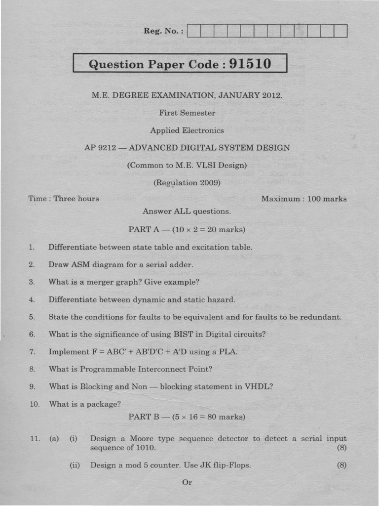 Advanced Digital System Design Exam 2012 | PDF | Computer Programming ...
