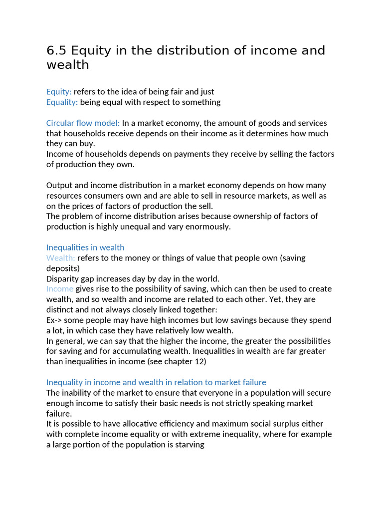 6.5 Inequality in The Distribution of Income and Wealth | PDF