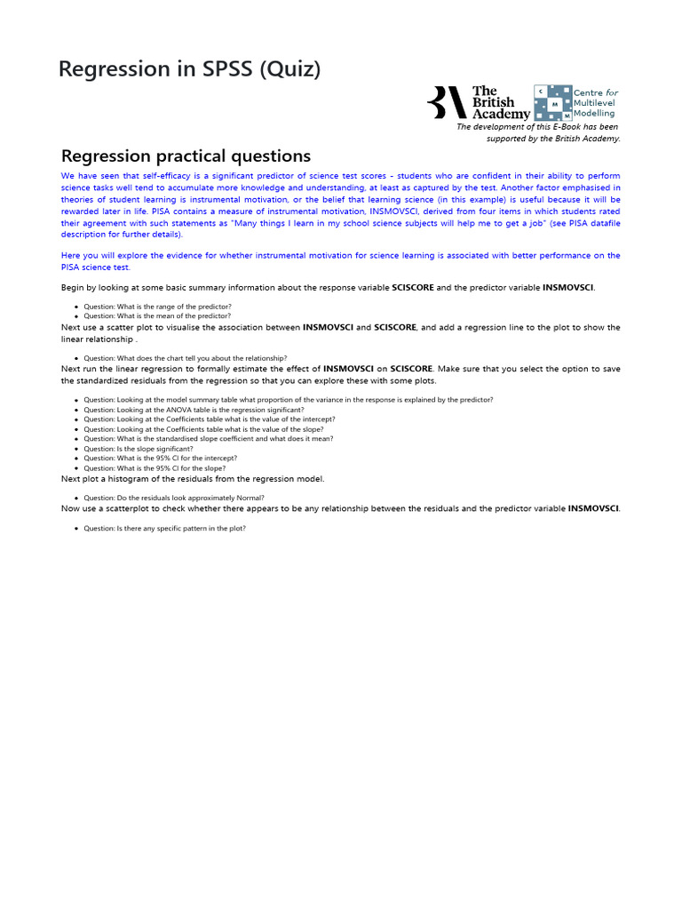 10 Linear Regression Quiz Pdf Coefficient Of Determination Errors And Residuals