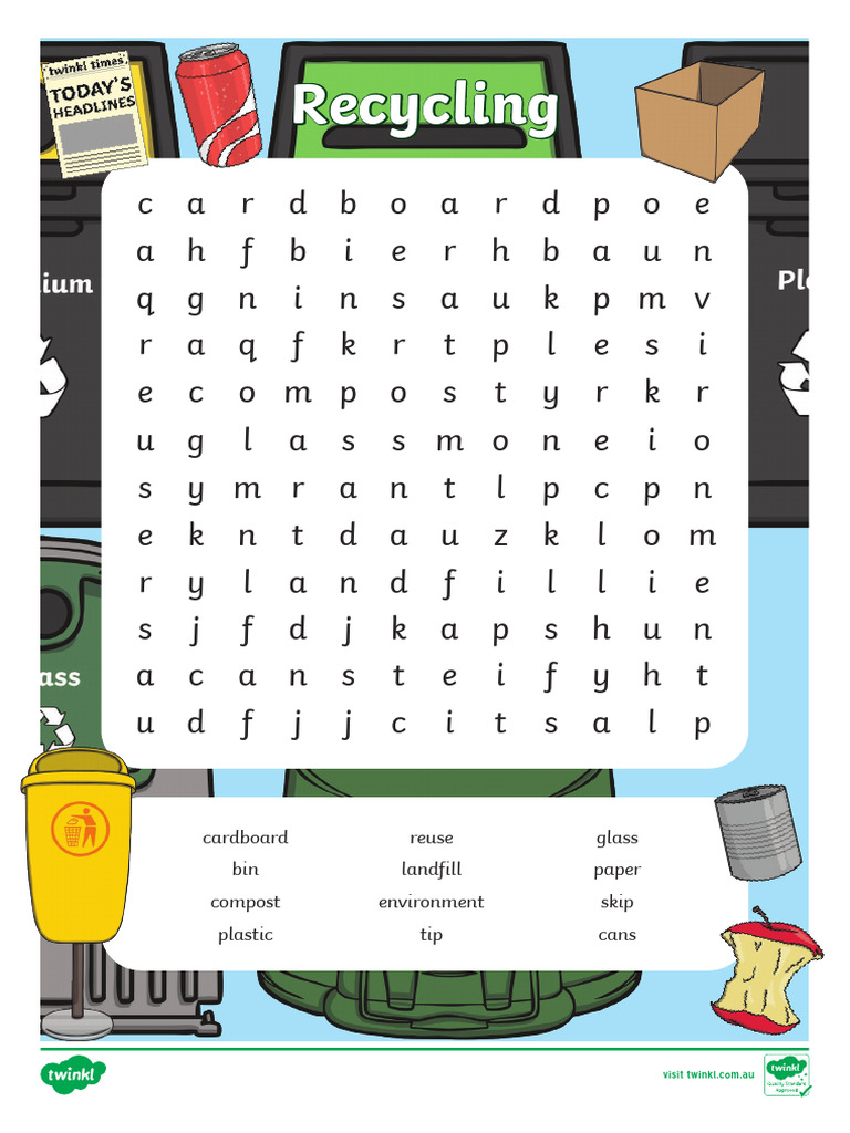Recycling Word Search Printable | PDF
