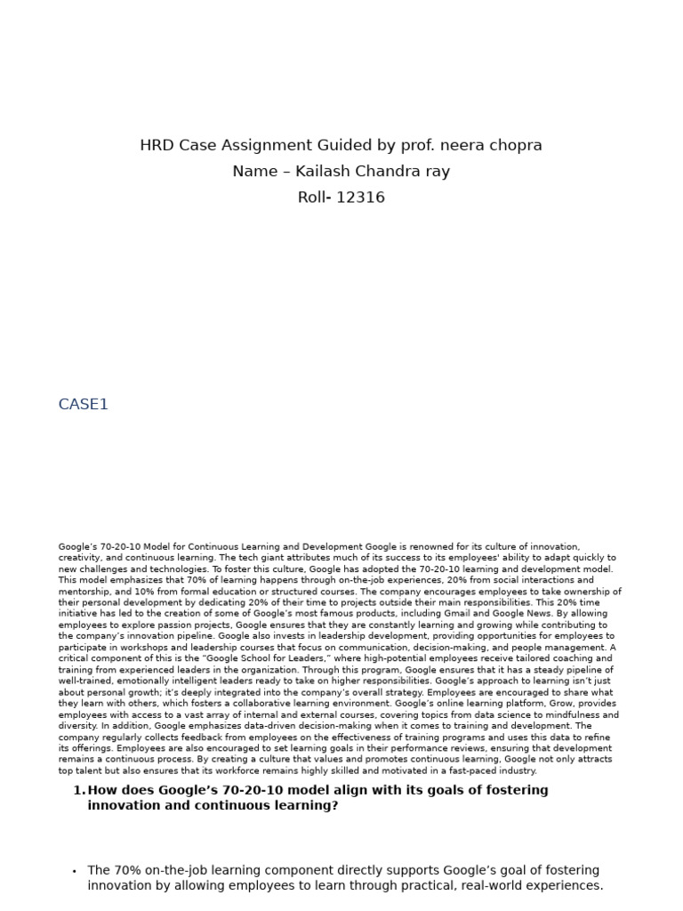 HRD Case Assignment Guided by prof | PDF | Leadership | Innovation
