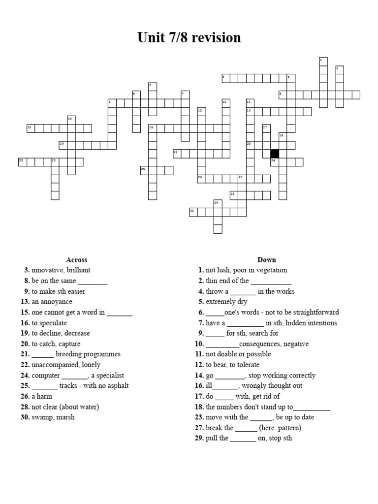 Unit 7/8 Vocabulary Revision Guide | PDF