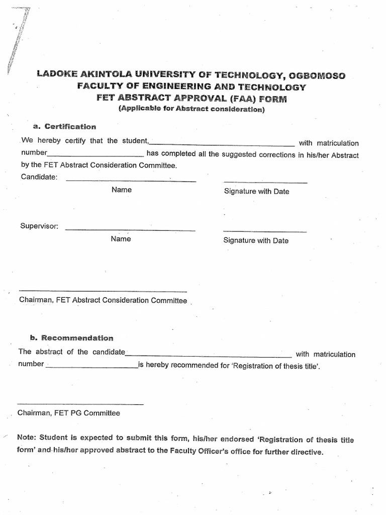 Fet Abstract Approval Form | PDF