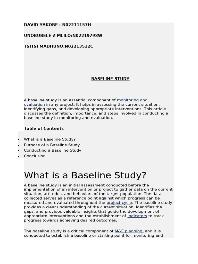 Baseline Study Group 13 | PDF | Focus Group | Data