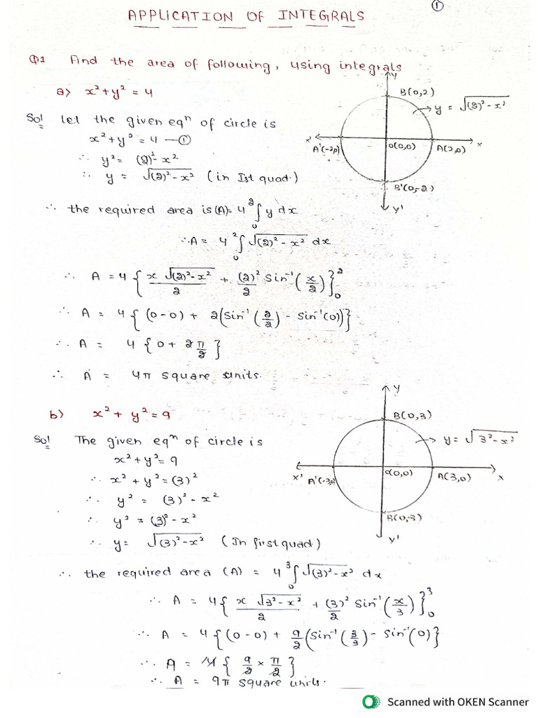 Class 12 Maths Solution Topic Applications of Integrals | PDF