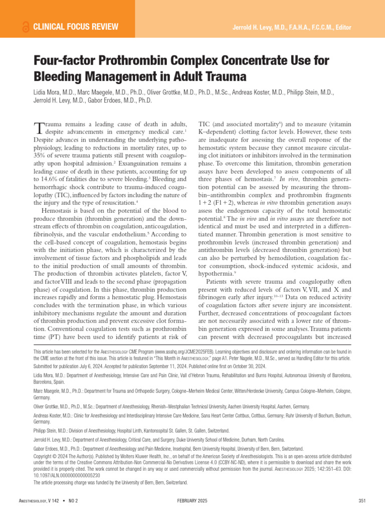 Four Factor Prothrombin Complex Concentrate Use.19 | PDF | Coagulation ...