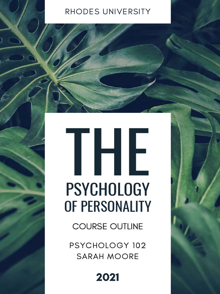 The Psychology of Personality Course Outline | PDF | Psychology | Lecture