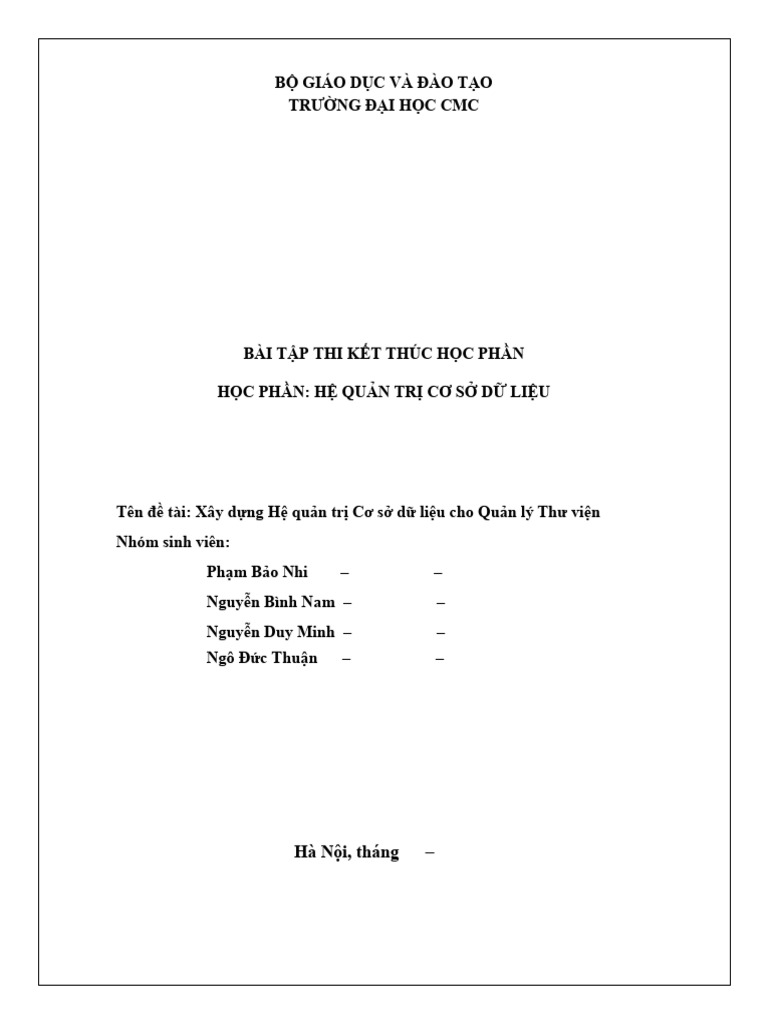 22IT1 BÁO CÁO KTHP HQTCSDL | PDF