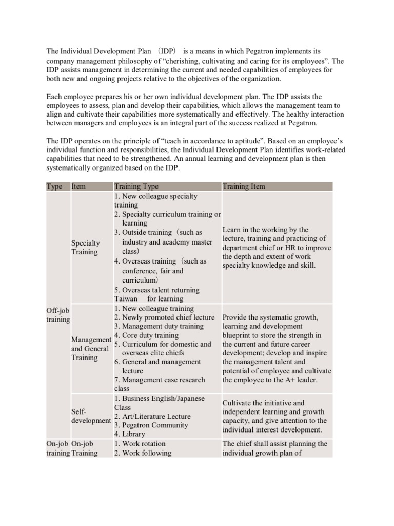 The Individual Development Plan | PDF