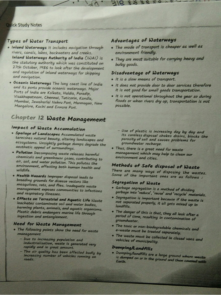 Transport-Waste Management Notes | PDF