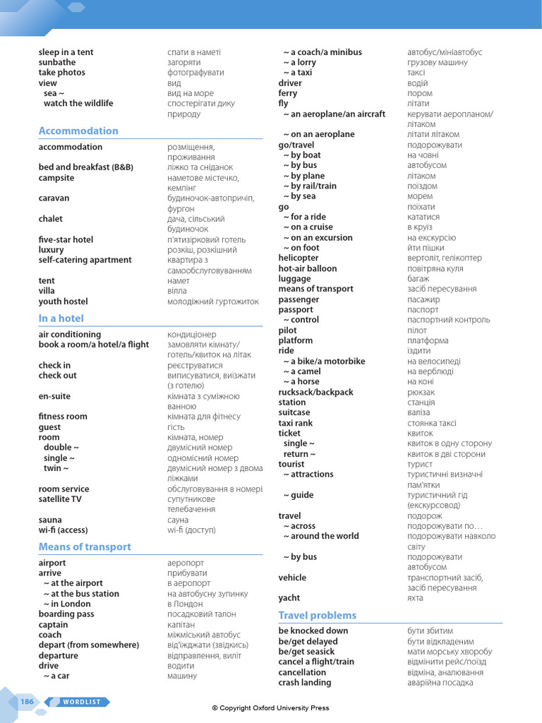 Unit 8 Travel Wordlist | PDF
