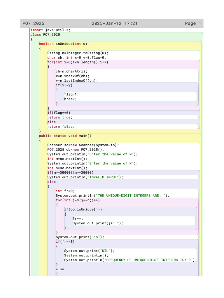 Unique Number | PDF