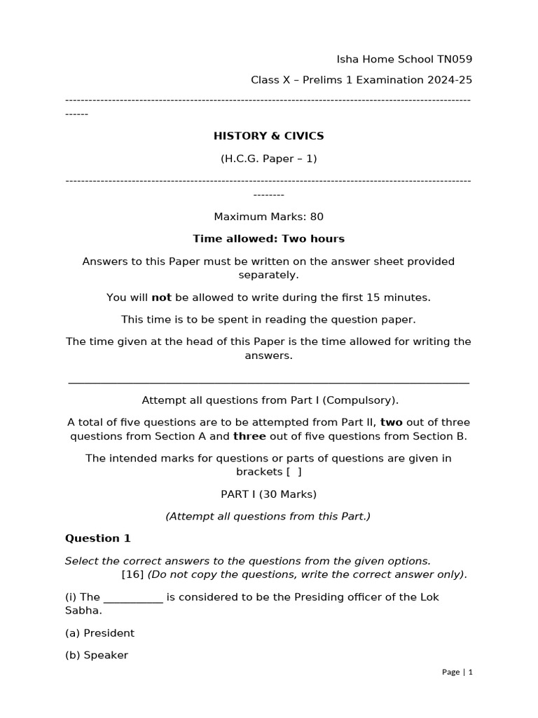 Class X History Prelims 2024 Exam | PDF | Mahatma Gandhi | Muhammad Ali ...