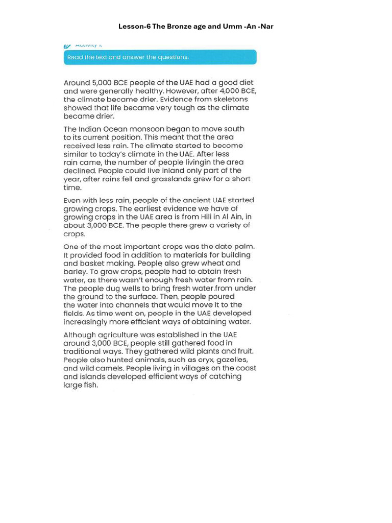 L6 - The Bronze Age and Umm-An-Nar-Reading Material | PDF