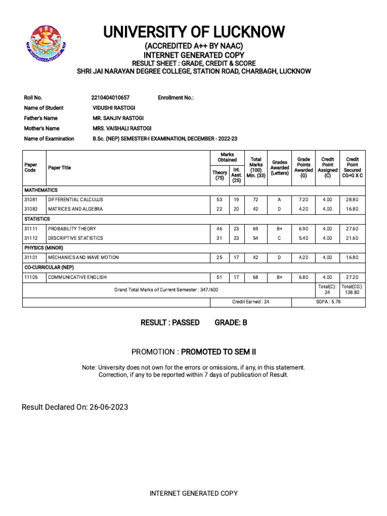 result 1 sem | PDF | Theoretical Physics | Physics result 1 sem | PDF | Theoretical Physics | Physics
