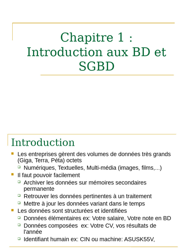 Chapitre-1-Introduction-au-BD1 | PDF | Bases de données | Fichier informatique