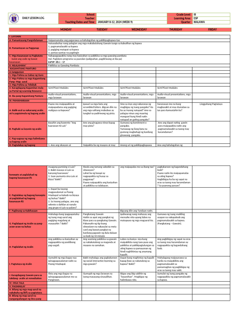DLL_ESP 3_Q2_W9 | PDF