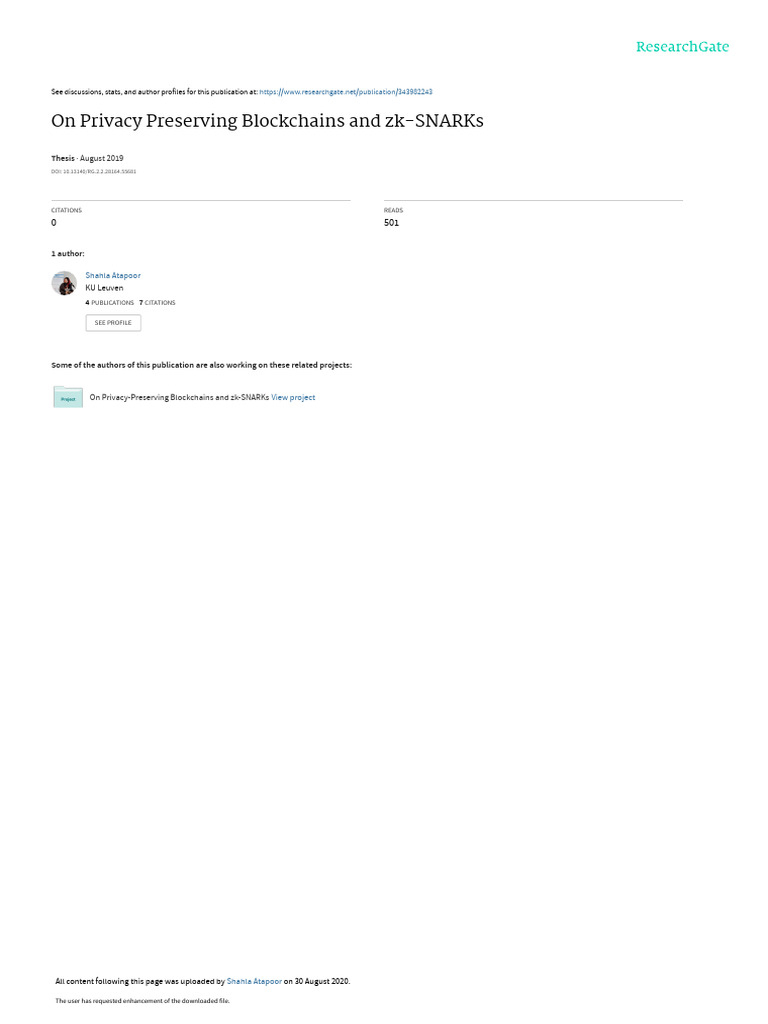 Privacy Preserving Blockchains and zk-SNARKs | PDF | Security ...